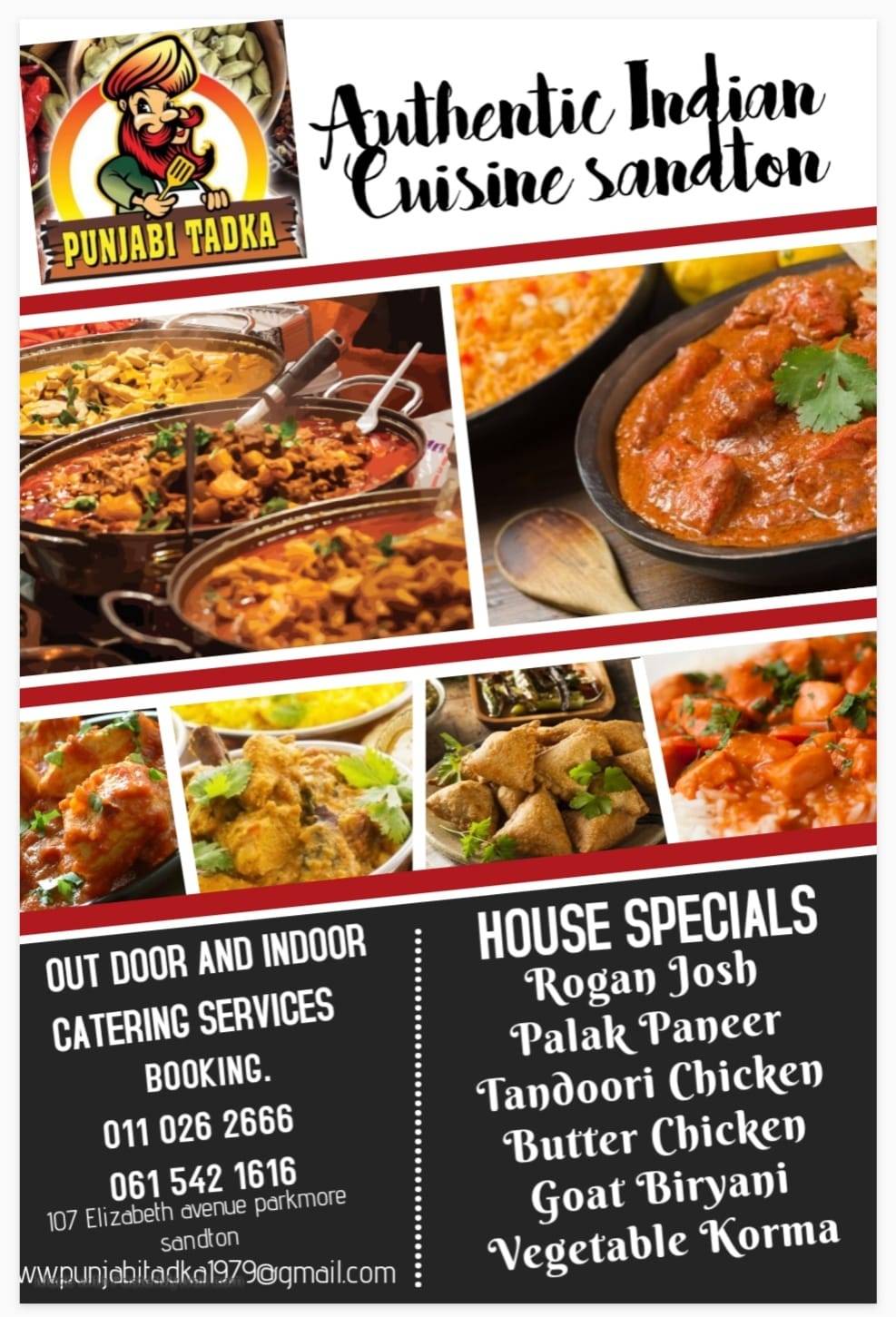 Menu at Punjabi Tadka restaurant, Sandton, jo"burg