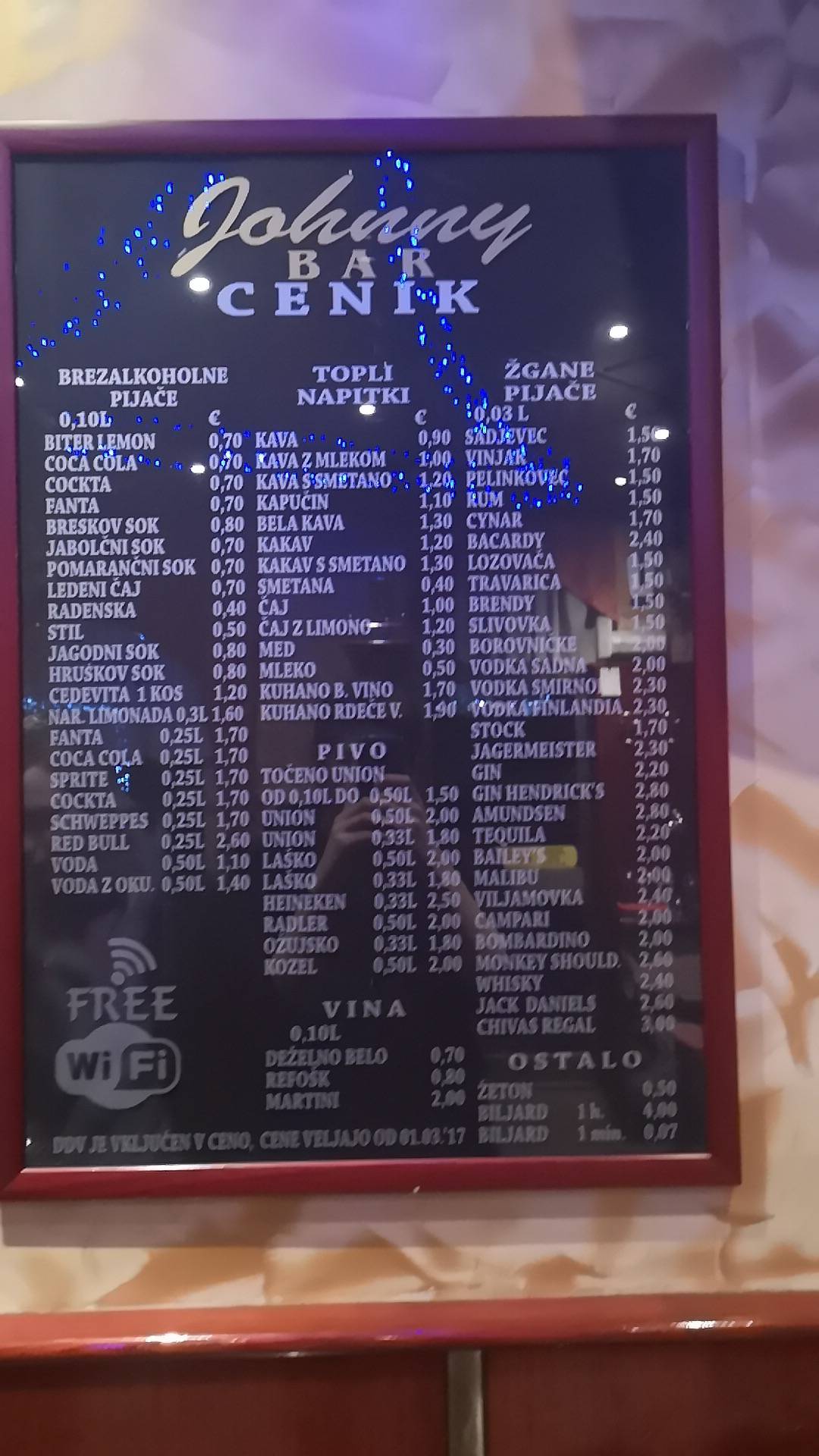Speisekarte von Johnny bar, Tatjana Ružič s.p., Ilirska Bistrica