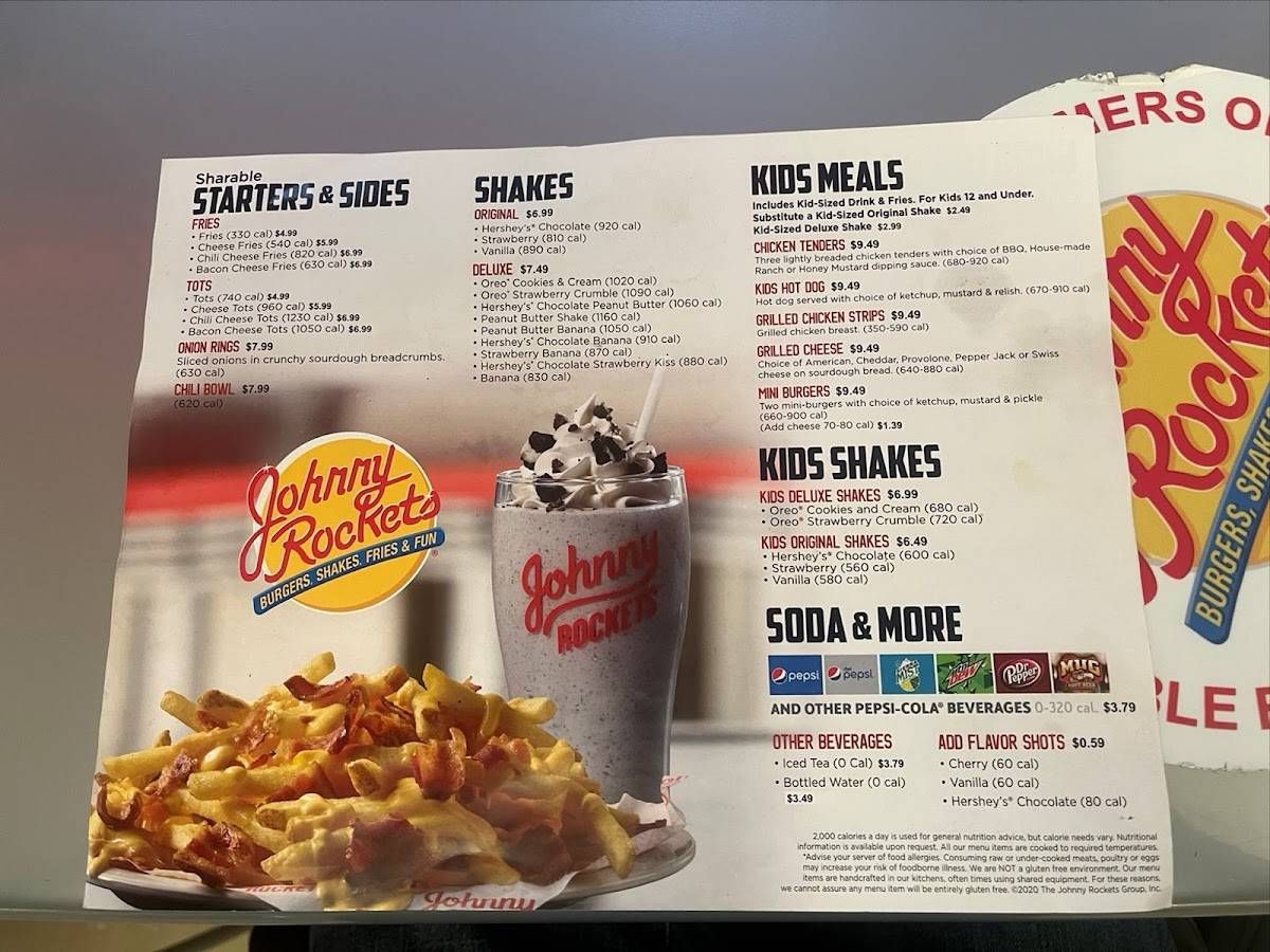 Menu at Johnny's Burgers restaurant, Riverside, Riverside Plaza Dr