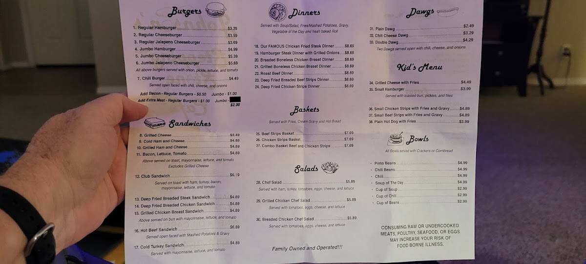 Menu at Johnson's Stepping Stone Cafe, Bixby