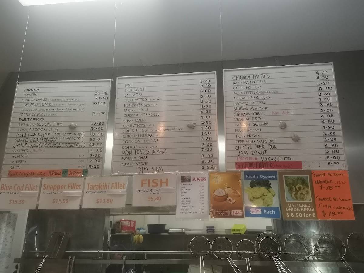 Menu at Johnsonville Mall Fish Supply restaurant, Wellington
