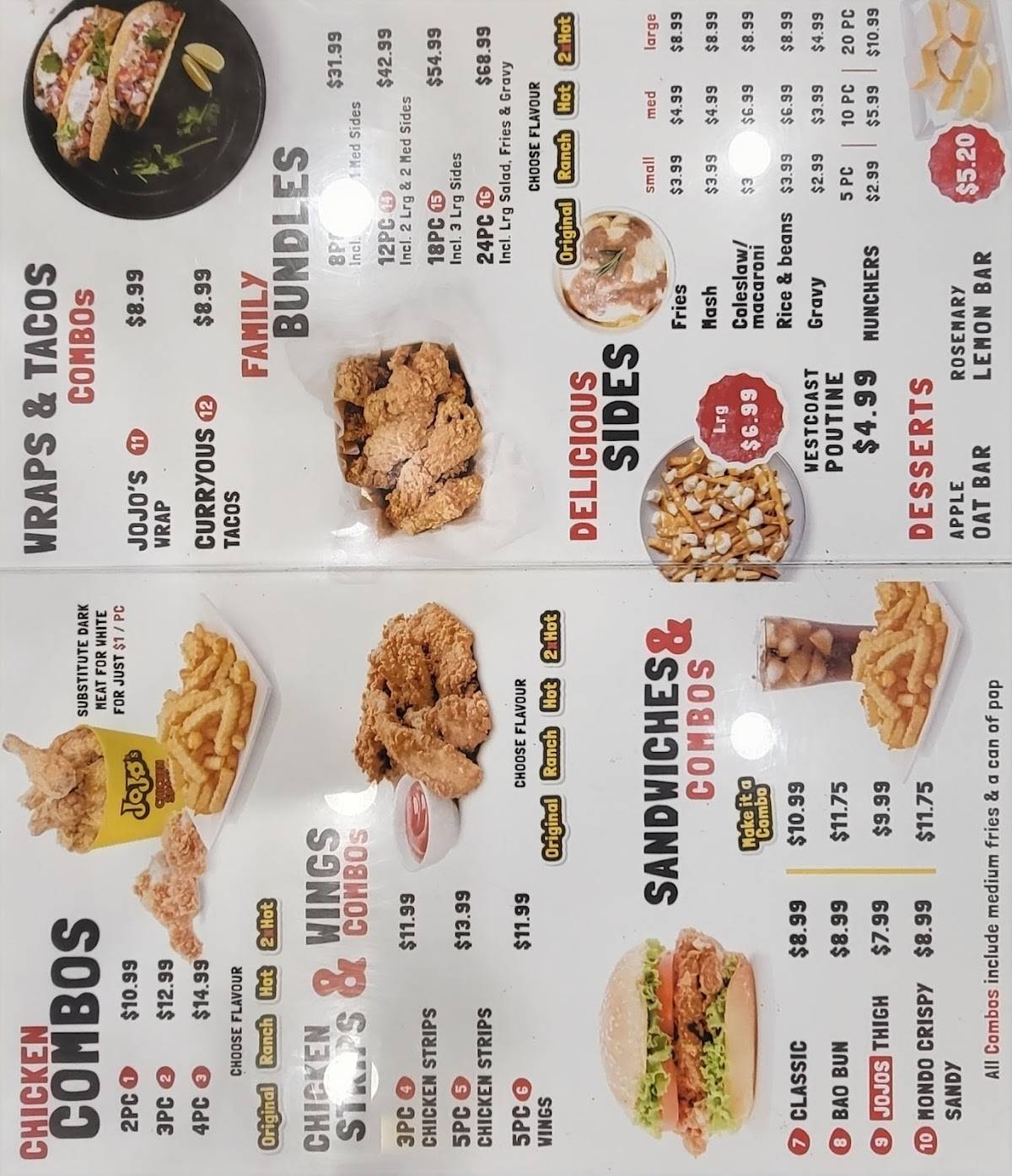 Menu at Jojo's Chicken Shack restaurant, Surrey, 382 175a St #104B