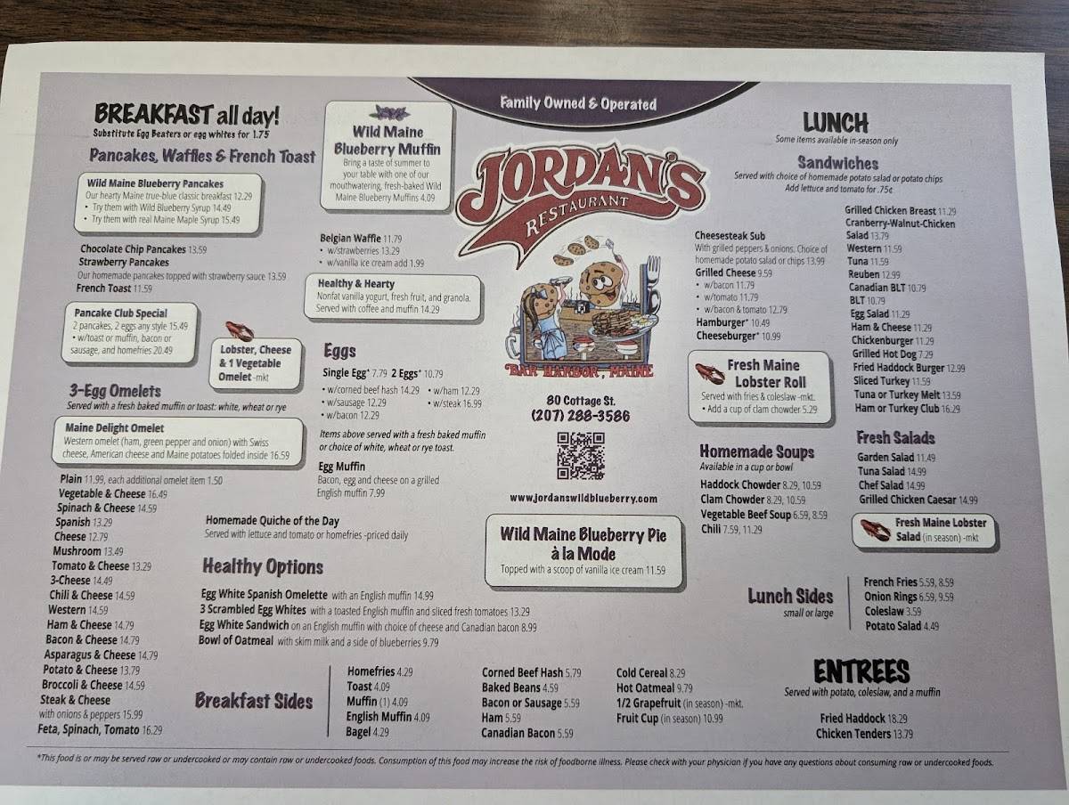 Menu at Jordan's Restaurant - Breakfast - Lobster Rolls - Burgers ...