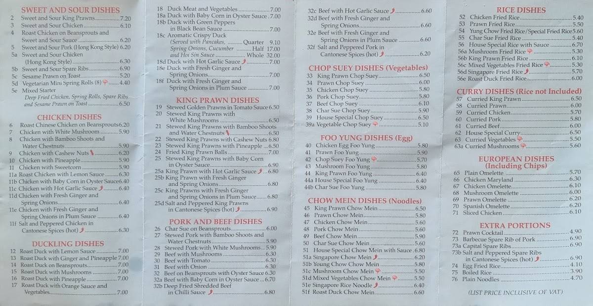 Menu at Jubilee Take Away fast food, Halstead