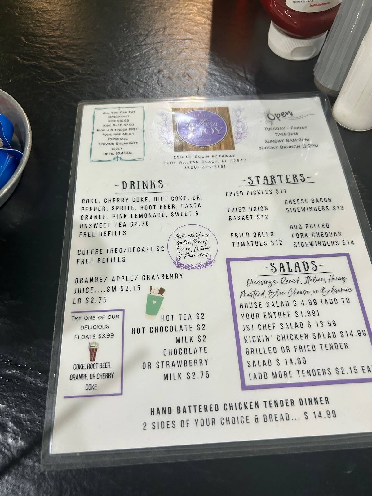 Menu at Julie's Southern Joy Homestyle restaurant, Fort Walton Beach ...