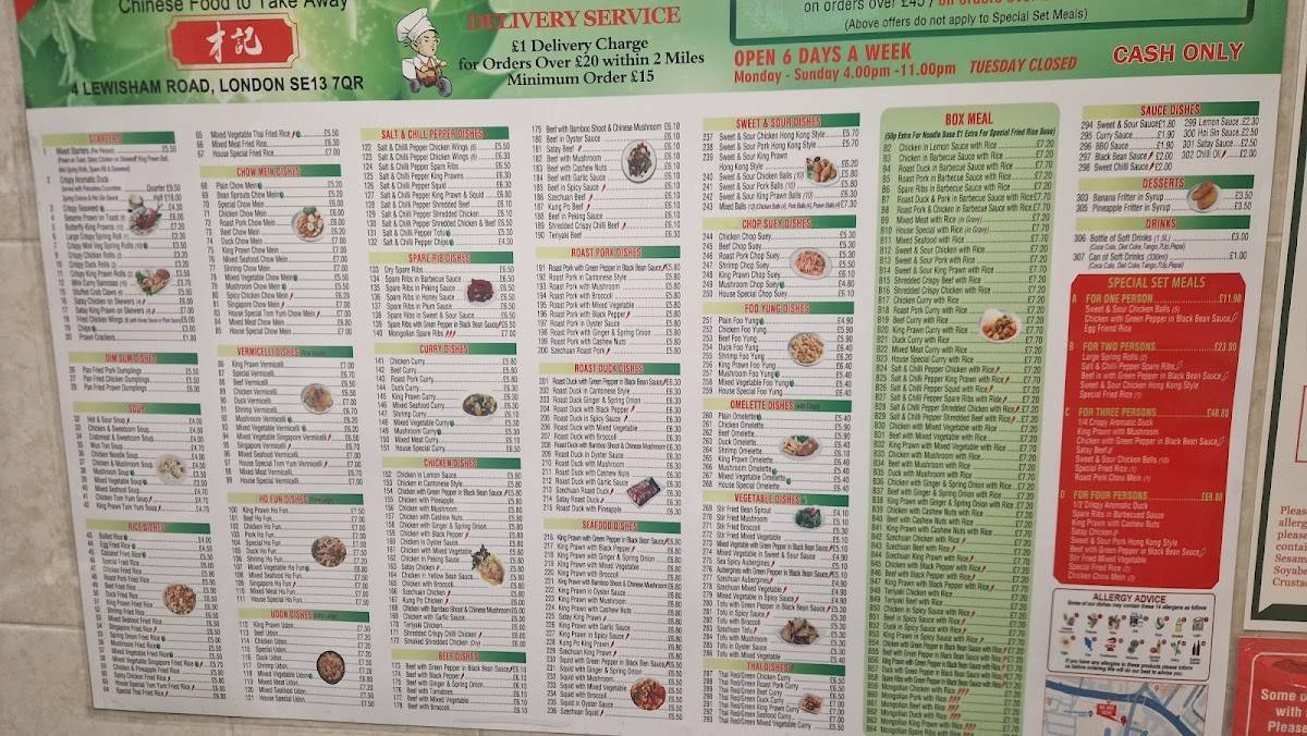 Menu at Jun Tai restaurant, London