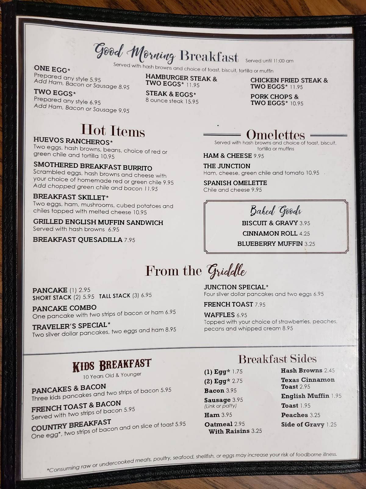 Menu at Junction Restaurant, Pagosa Springs, 401 E Pagosa St