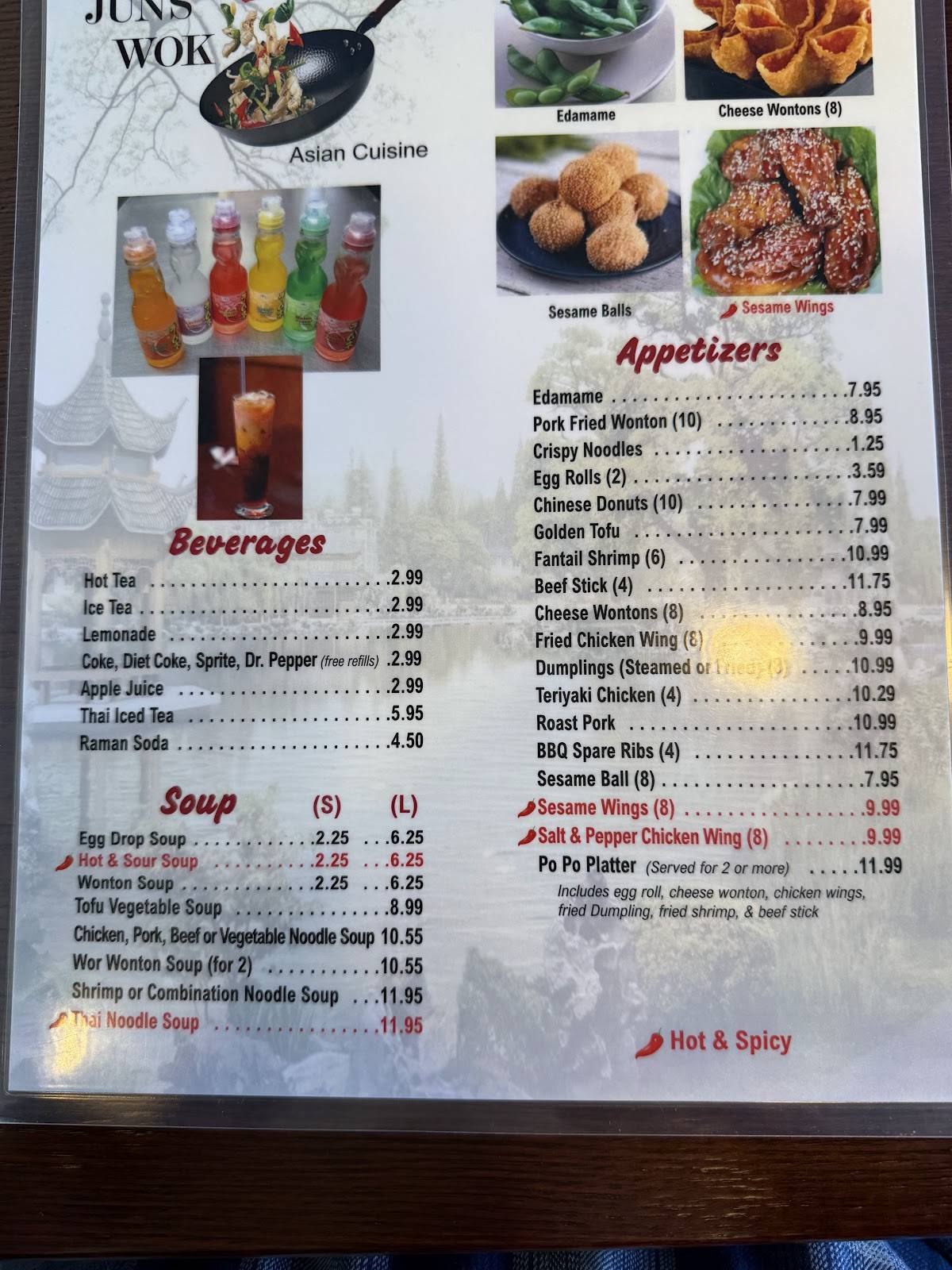 Menu at Jun’s Wok restaurant, Cañon City