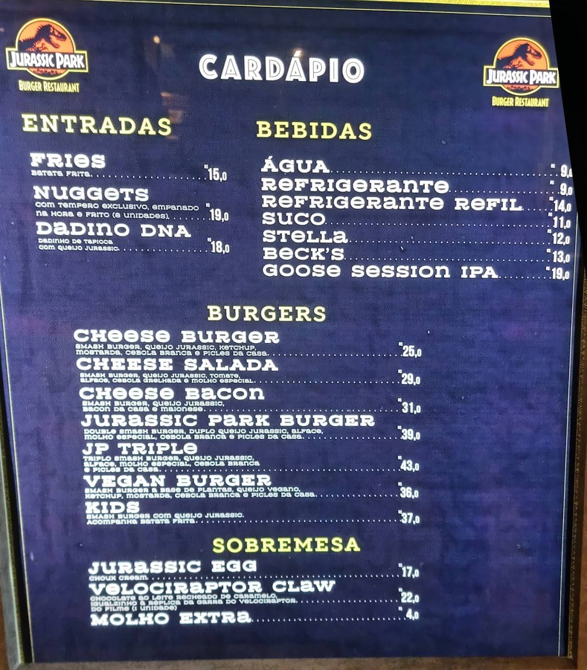 Menu em Jurassic Park Burger restaurante, São Bernardo do Campo, Av ...