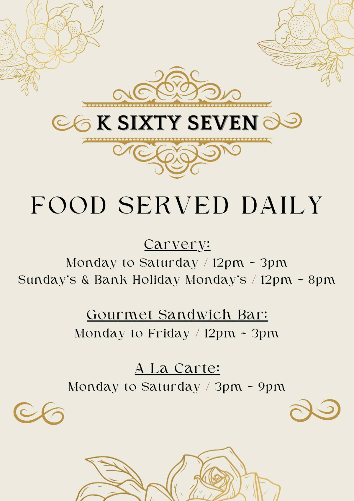 Menu at K Sixty Seven Swords pub & bar, Dublin, North street swords ...