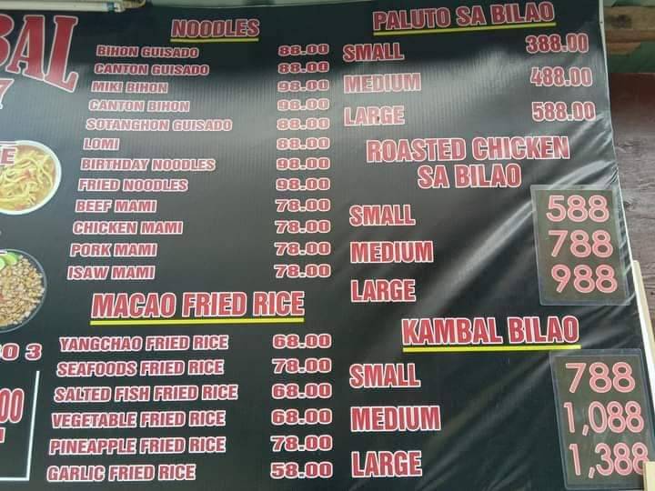 Menu at KAMBAL UNLI RICE restaurant, Tanza, BLK 22 LOT 16 Monterra Verde