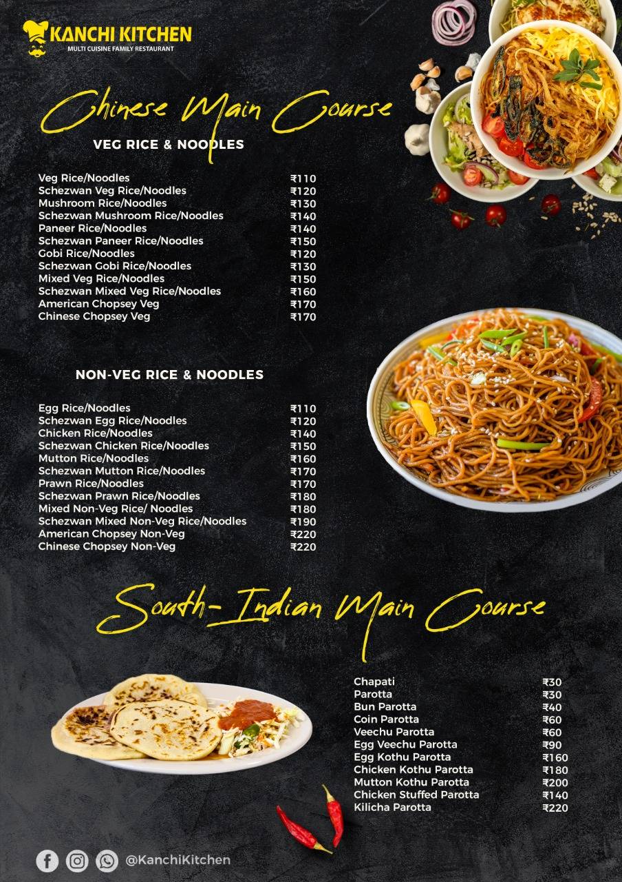 Menu at KANCHI KITCHEN RESTAURANT, Kanchipuram, Vallal Pachaiyappan St