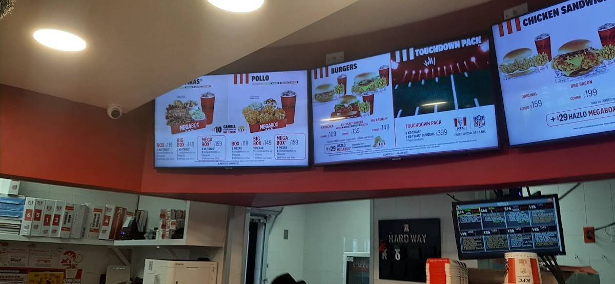 Carta del restaurante KFC, Pachuca del Soto, Avenida Revolución 1503