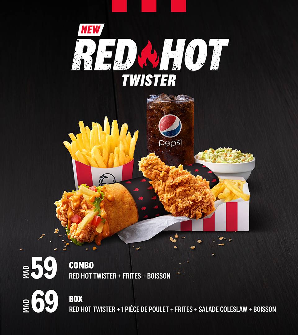 Menu au KFC restaurant, Rabat, Av. Fal Ould Oumeir