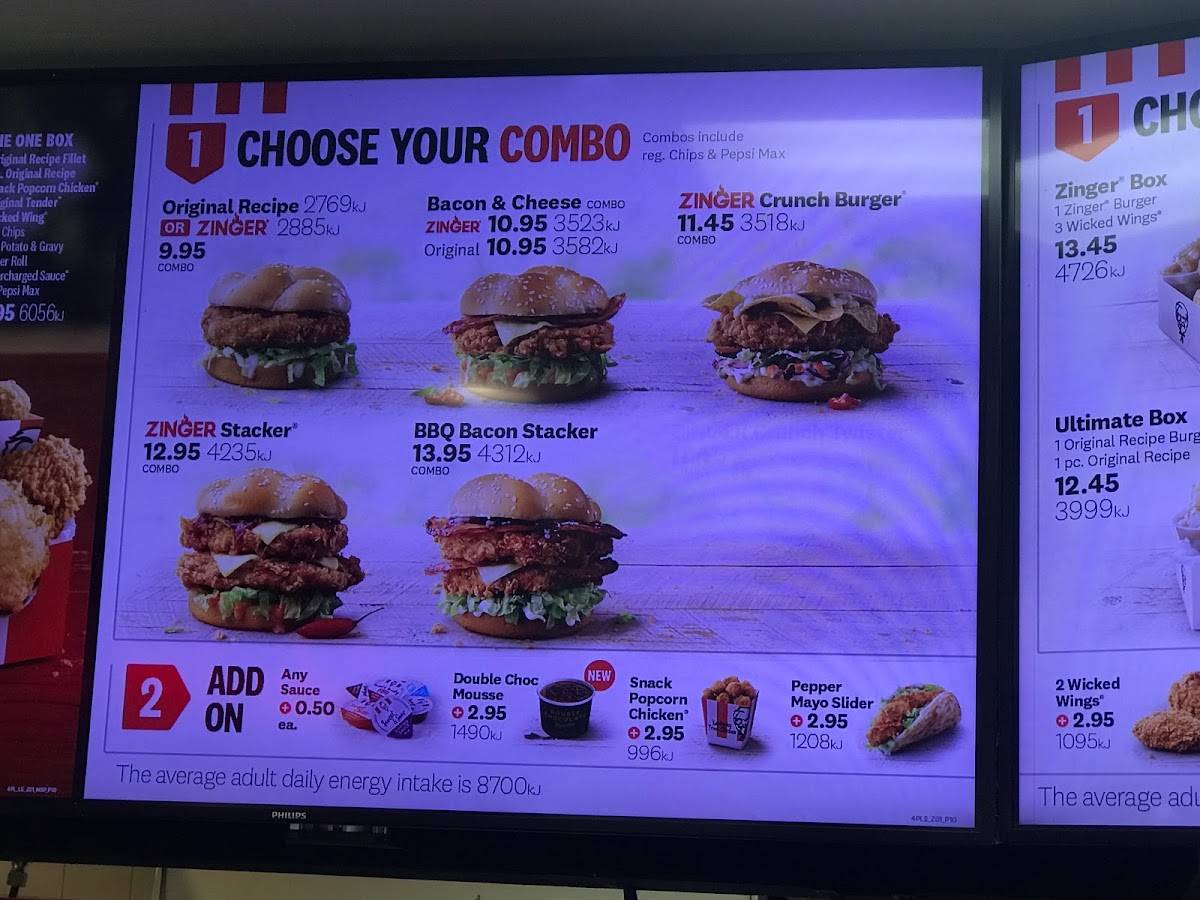 Menu at KFC Yass fast food, Yass, Yass Valley Way