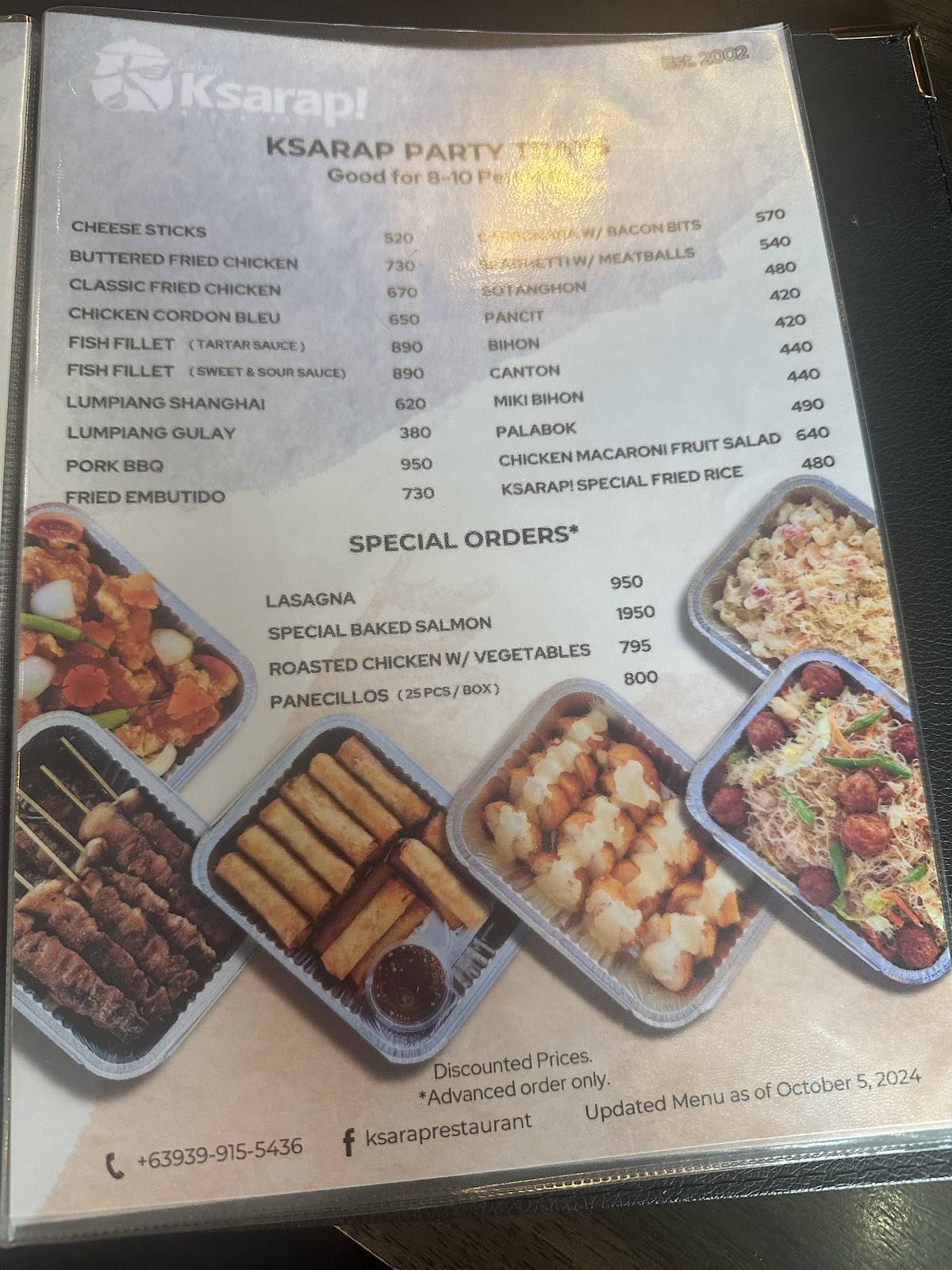 Menu at KSarap Restaurant, Daet