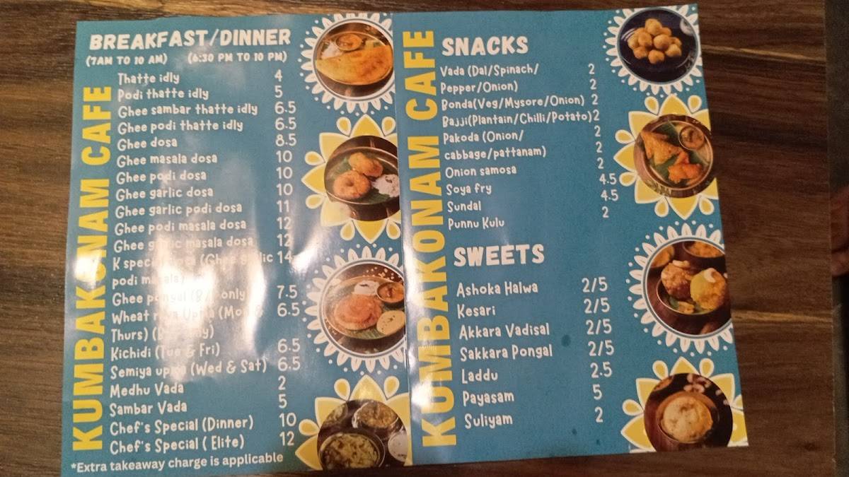 Menu at KUMBAKONAM CAFE - Hamdan Branch, UAE