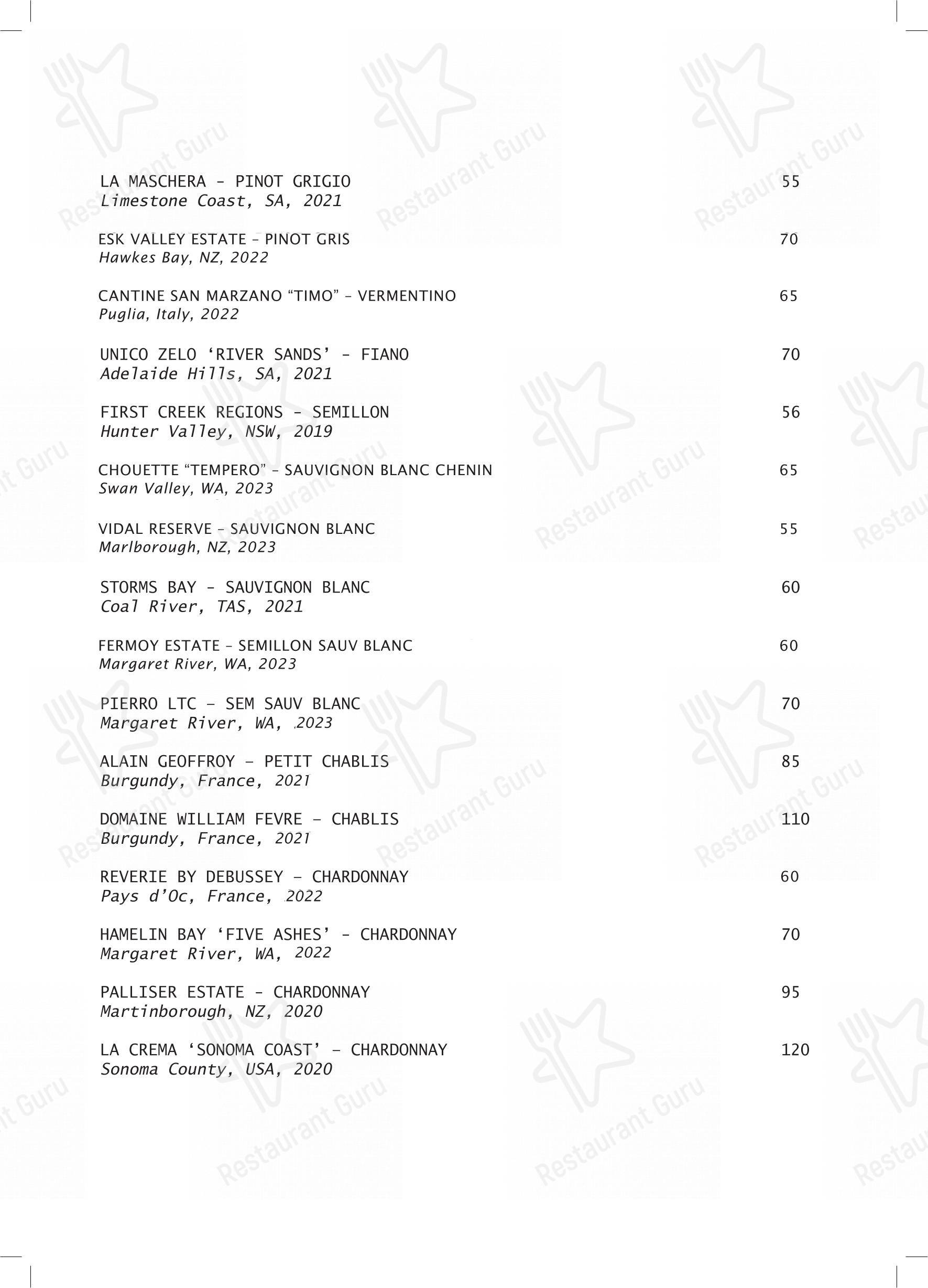 Menu at KUZA restaurant, Victoria Park, 393 Albany Hwy