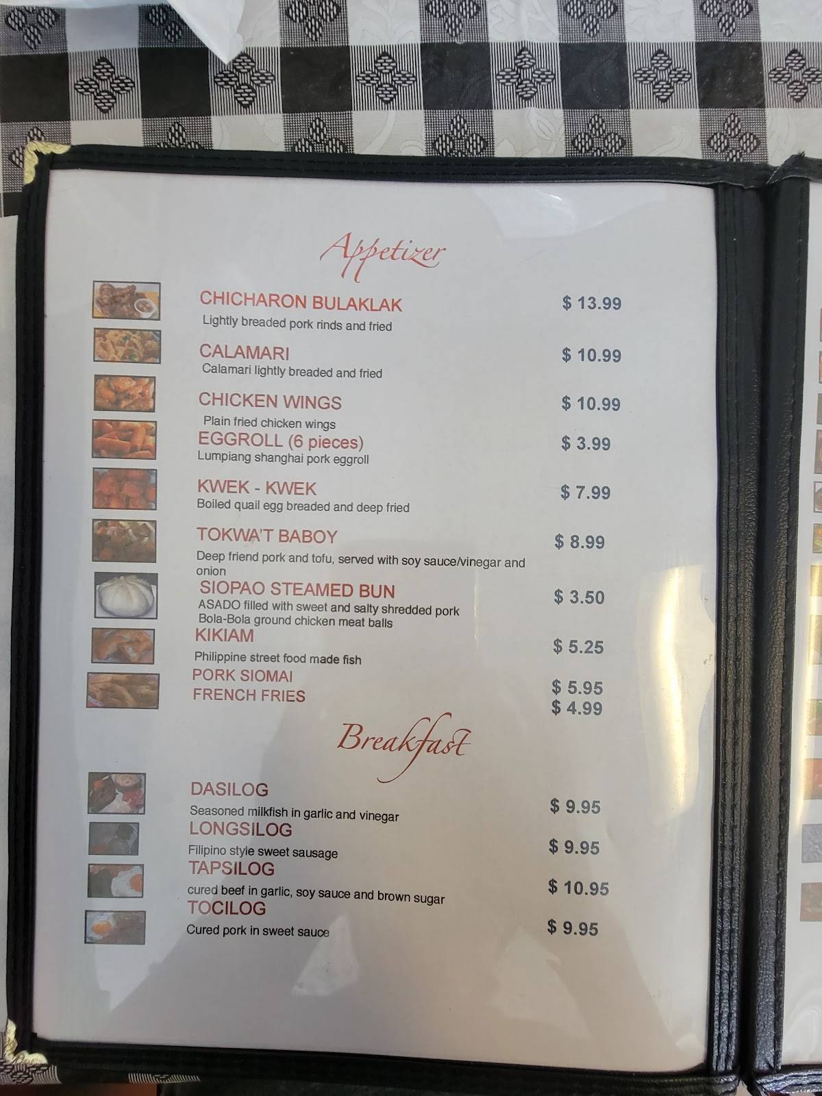 Menu at Kabayan Grill Filipino Restaurant, Kissimmee