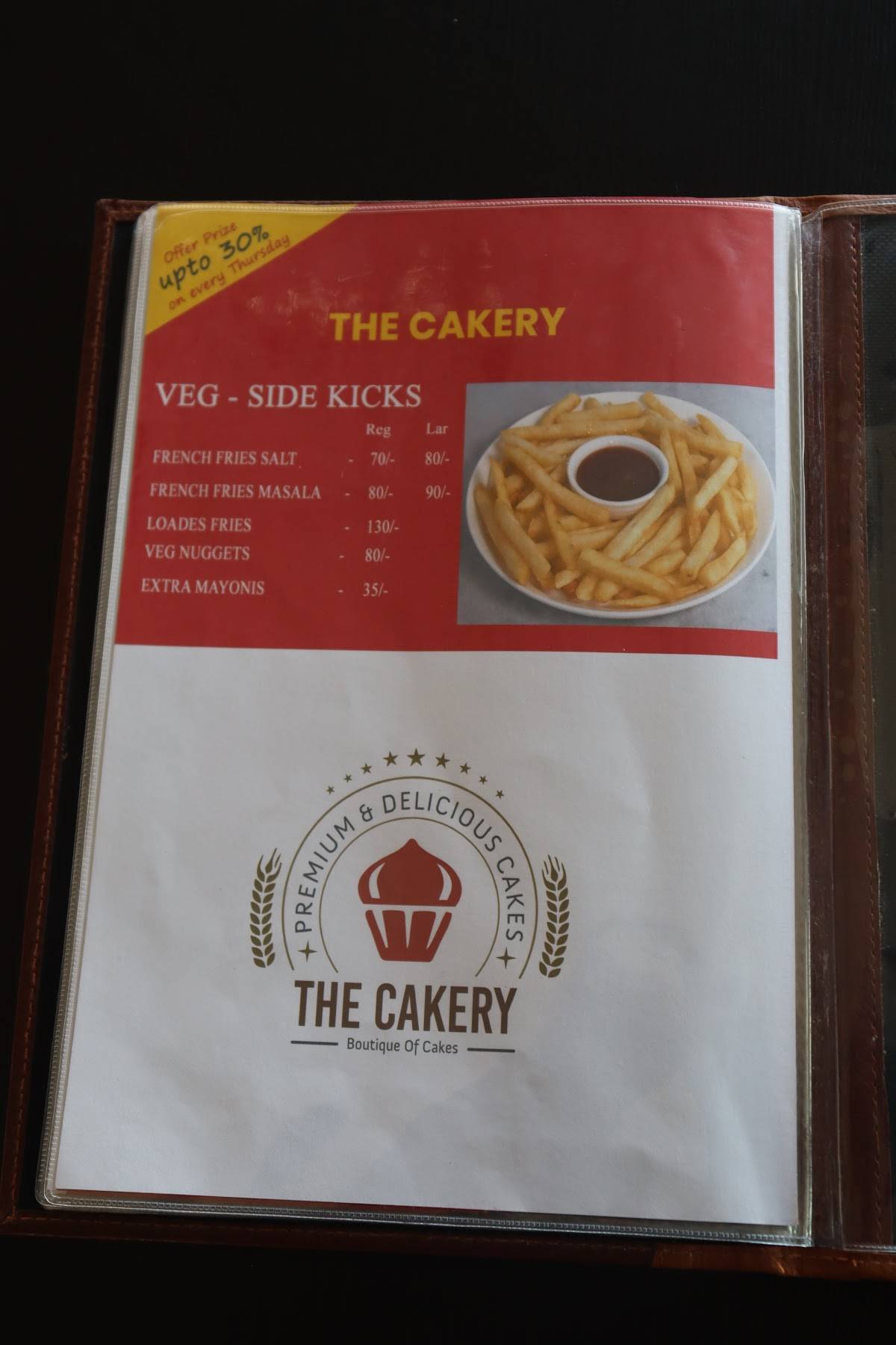 Menu at The Cakery, Kadapa