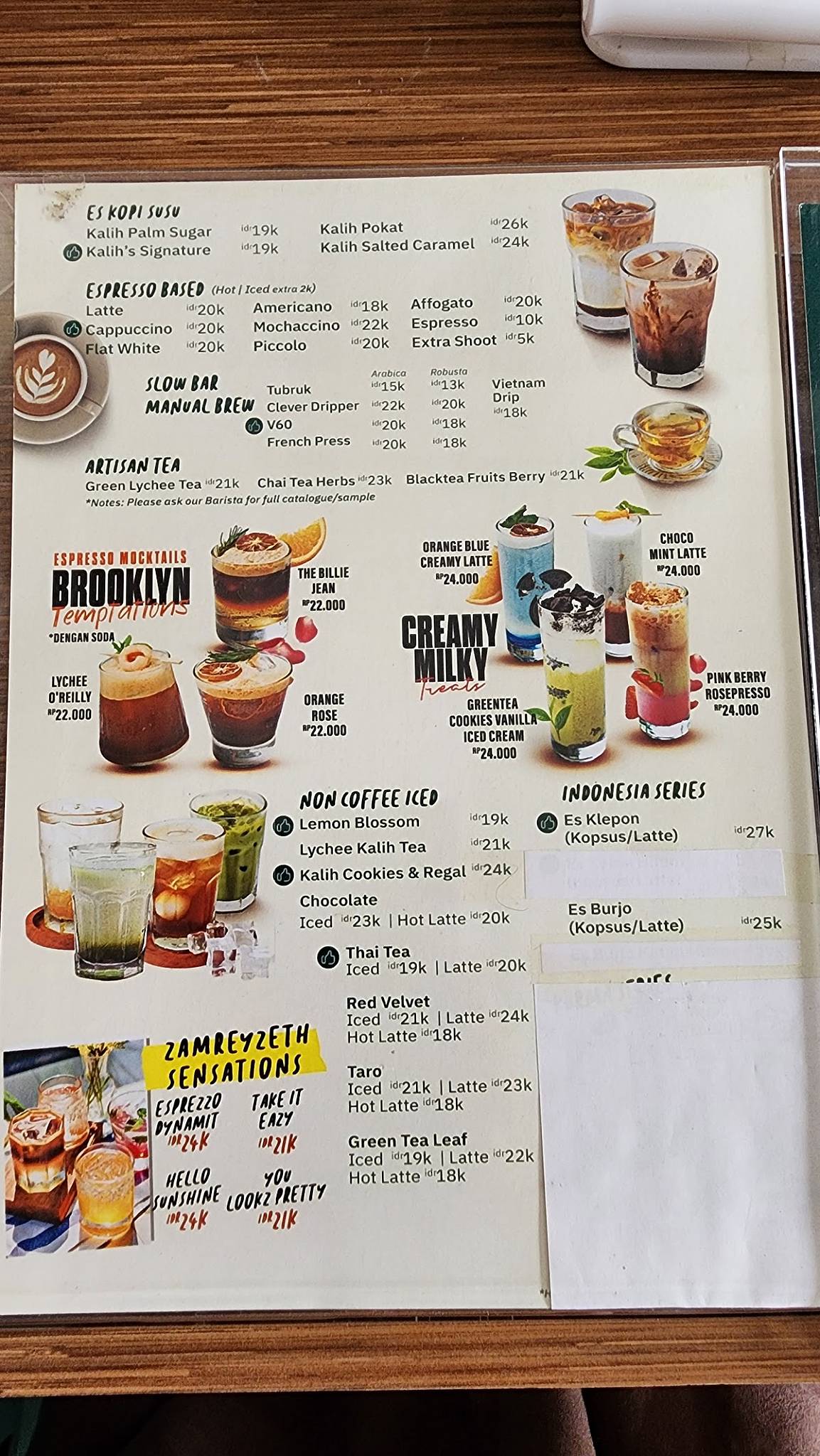 Menu at Kalih Coffee Tea and Spaces restaurant, Purwokerto