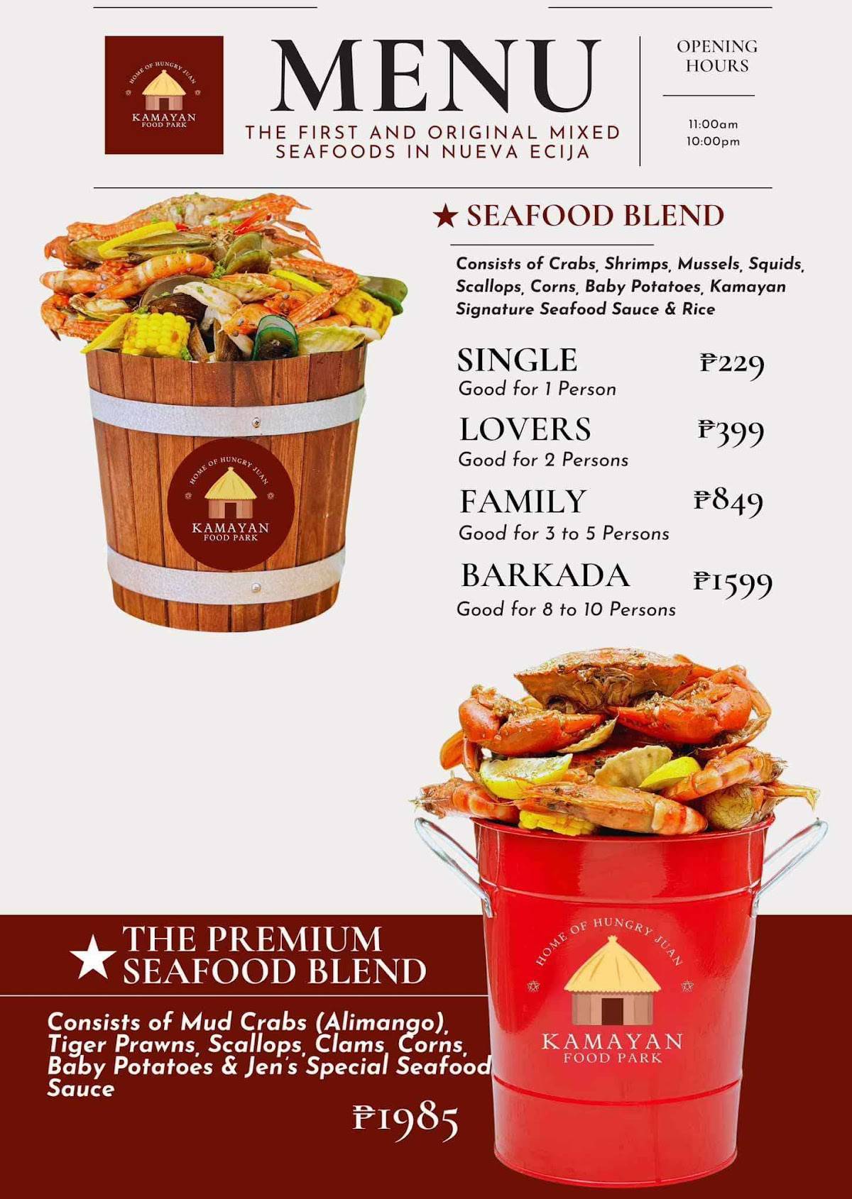 Menu at Kamayan Food Park Main Branch restaurant, Cabanatuan City