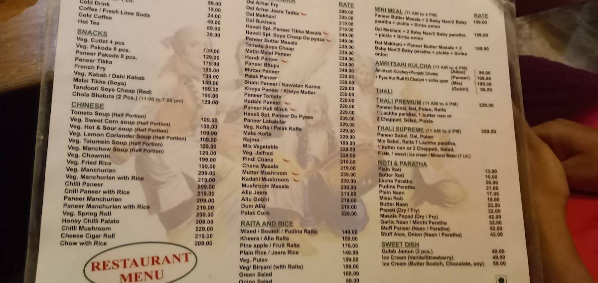 Menu at Haveli Restaurant, Kanpur, 120