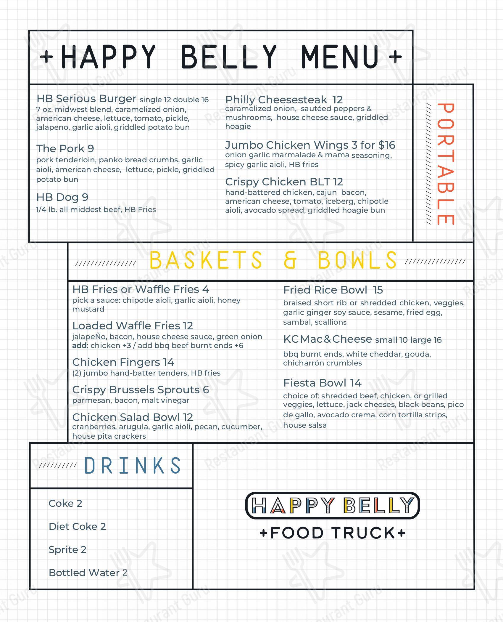 Carta del restaurante Happy Belly Truck, Kansas City