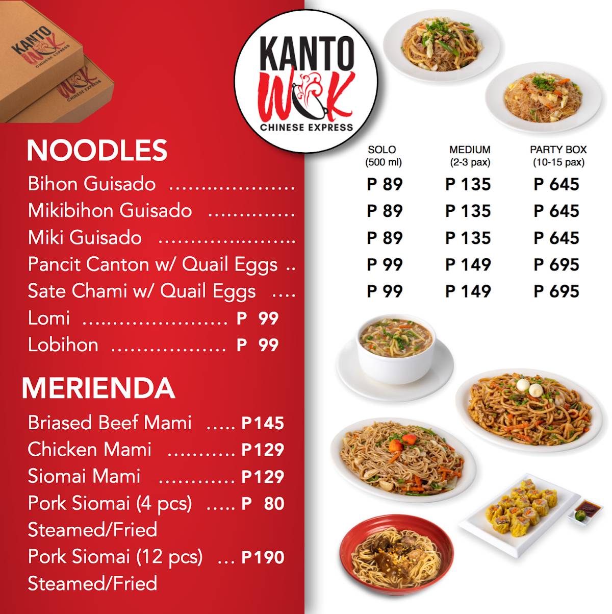 Menu at Kanto Wok Chinese Express Katipunan restaurant, Quezon City