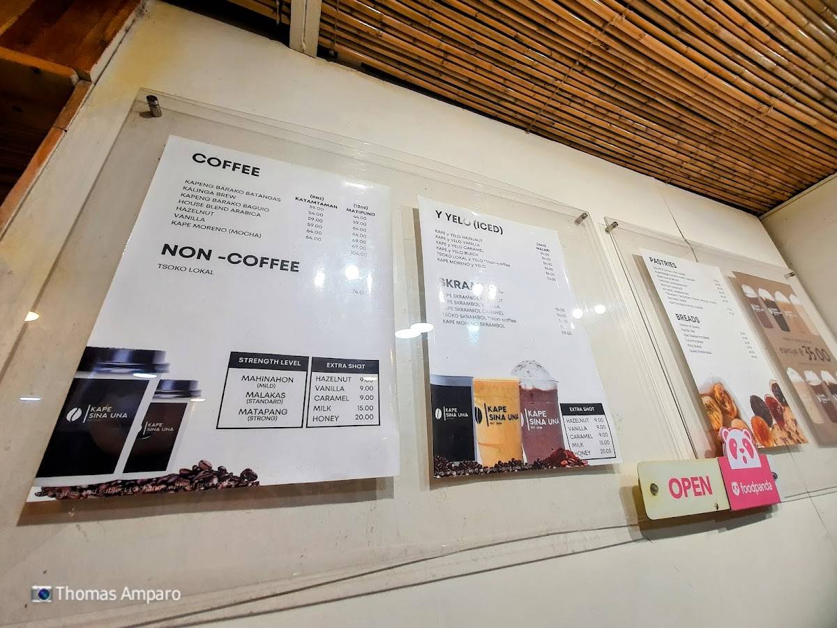 Menu at Kape Sina Una Tagaytay - Twin Lakes, Laurel