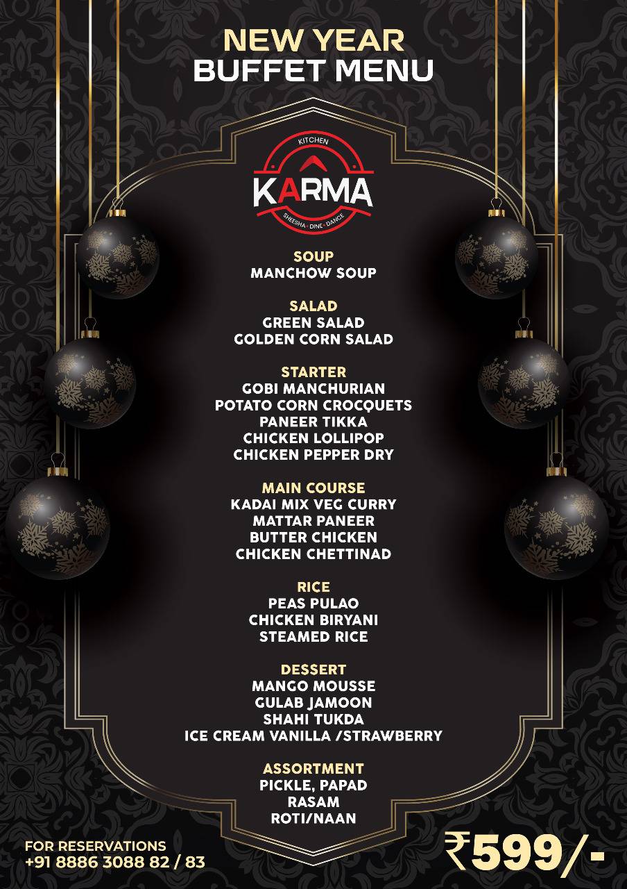 Menu at Karma Restaurant and Lounge, Bengaluru
