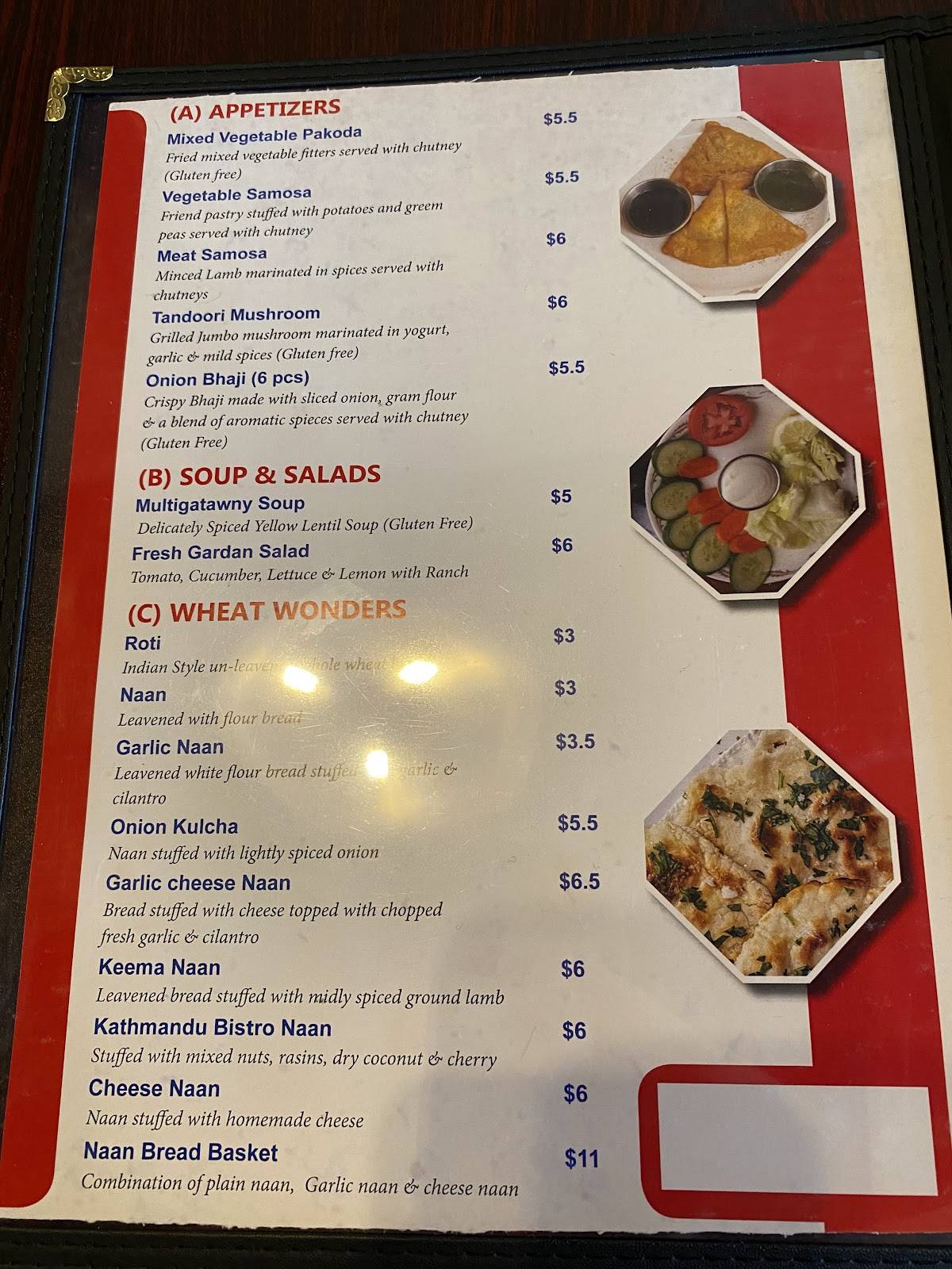 Menu at Kathmandu momo house restaurant, Rapid City