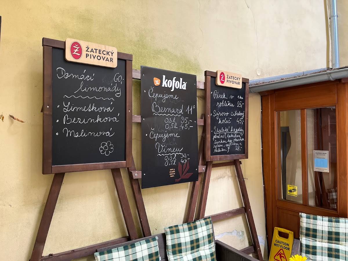 Menu at Kavárna Jakub cafe, Velešín