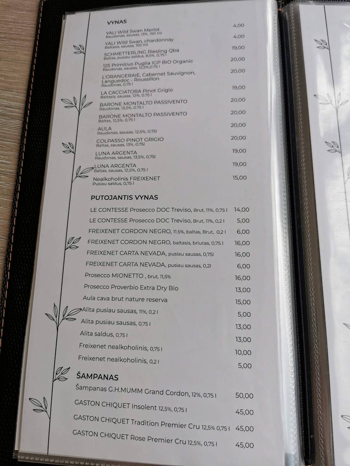 Menu at Kavinė Imperata restaurant, Kalvarija
