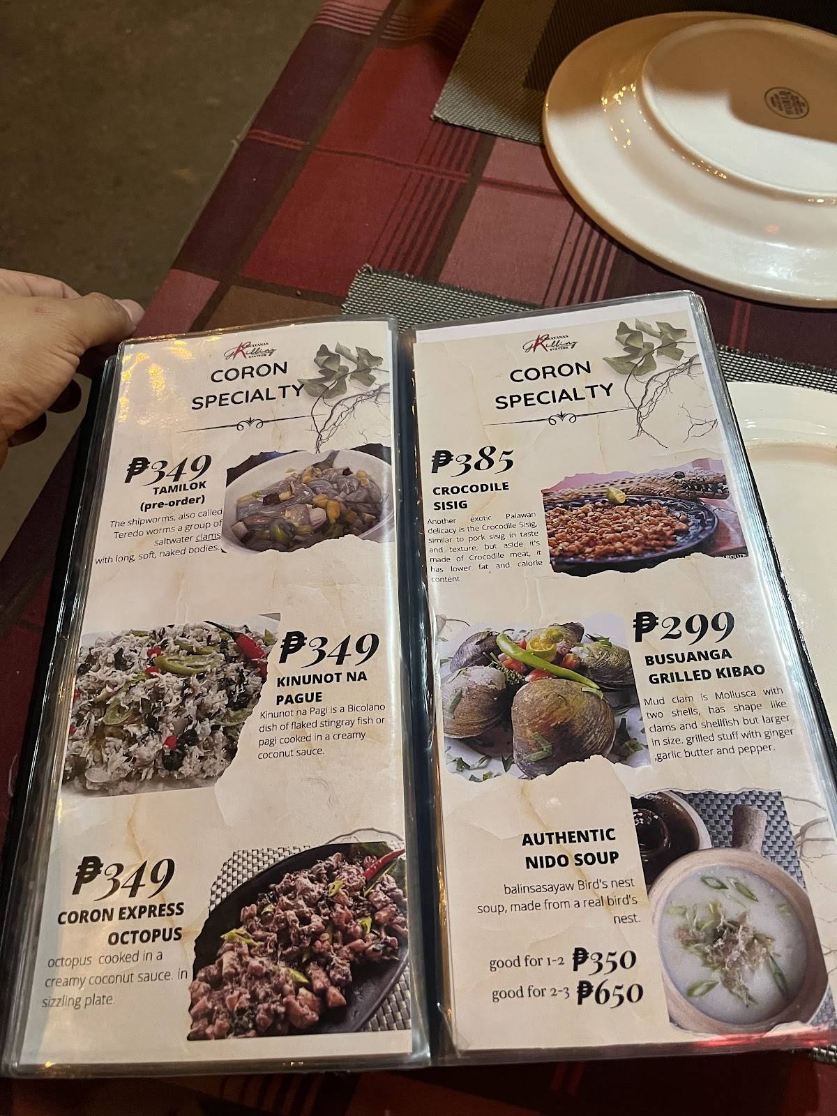 Menu at Kawayanan Grilling Station restaurant, Coron, 19 Real St