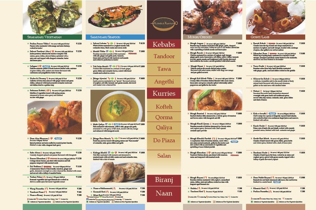 Menu at Kebabs & Kurries, ITC Kakatiya, Hyderabad, 6 -3 -1187