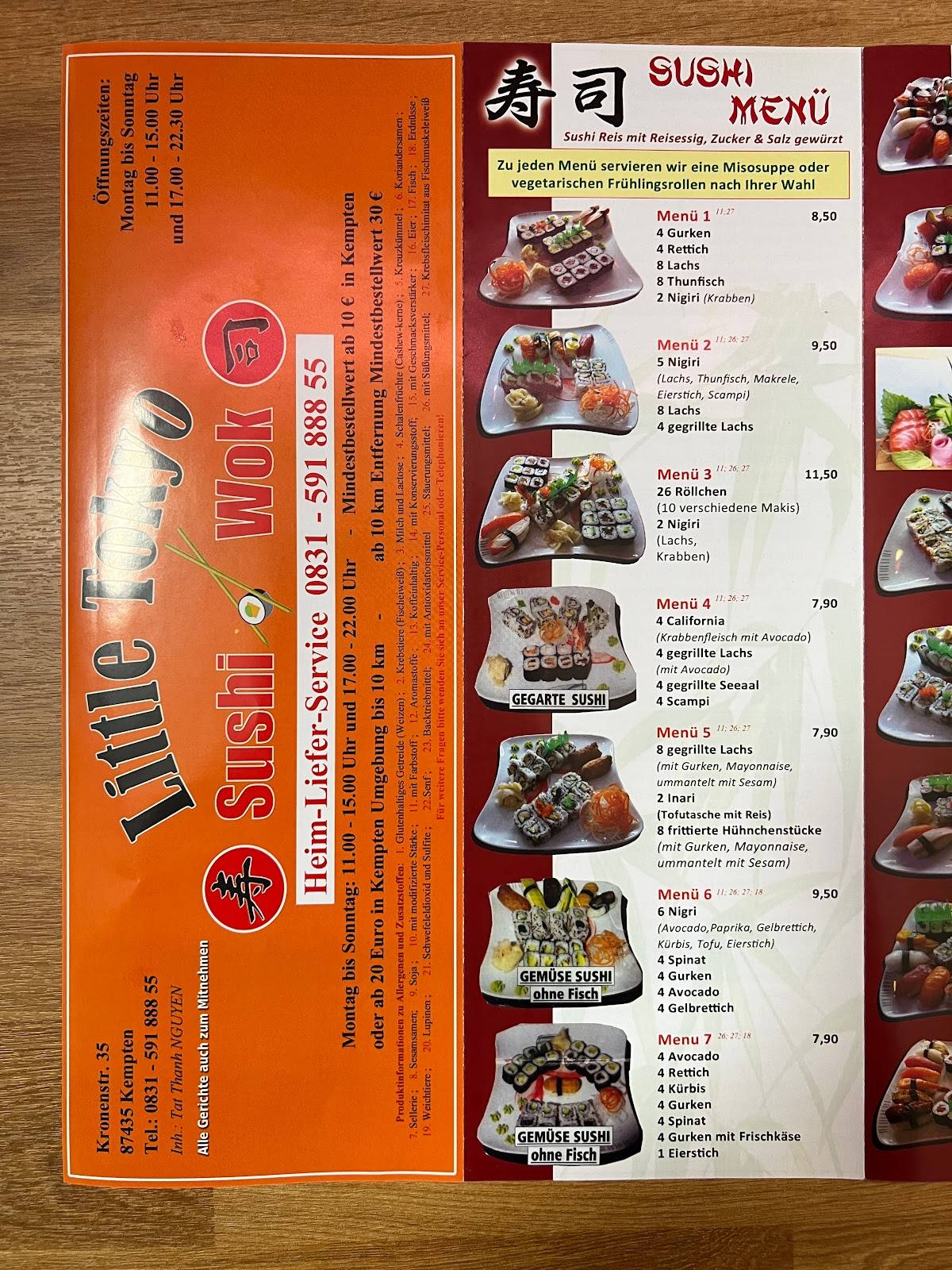 Speisekarte von Restaurant Little Tokyo, Kempten (Allgäu)