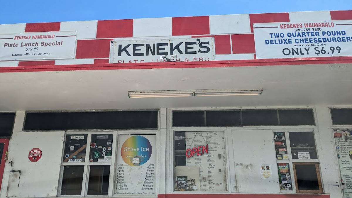 Menu at Keneke's restaurant, Waimanalo, 41-685 Kalanianaʻole Hwy