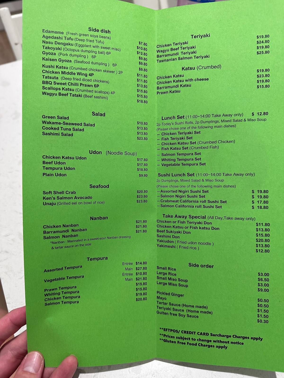 Menu at Ken's Sushi Bar Dining, Bexley North