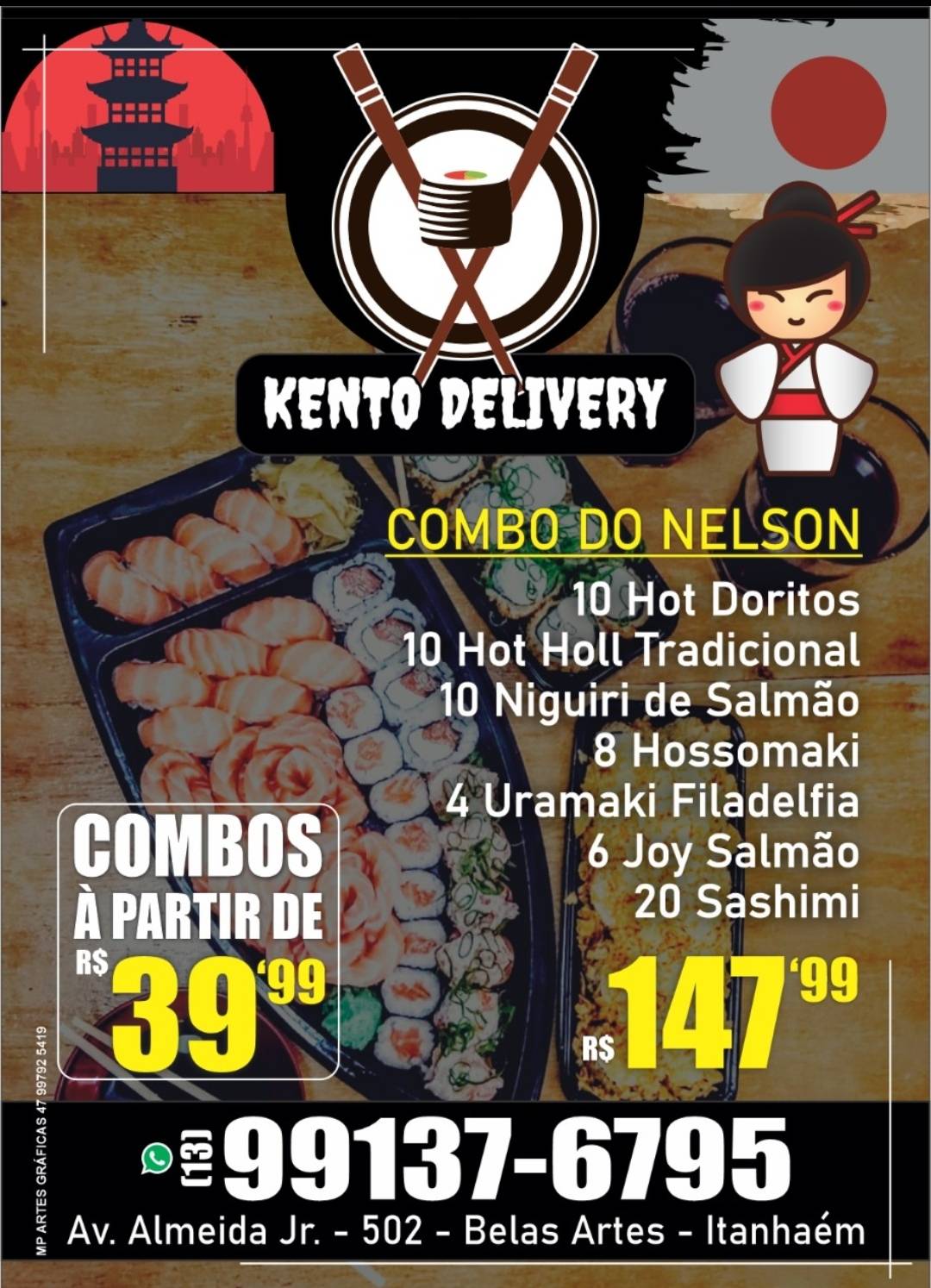 Menu at Kentô Delivery restaurant, Itanhaém, Av. Estados Unidos
