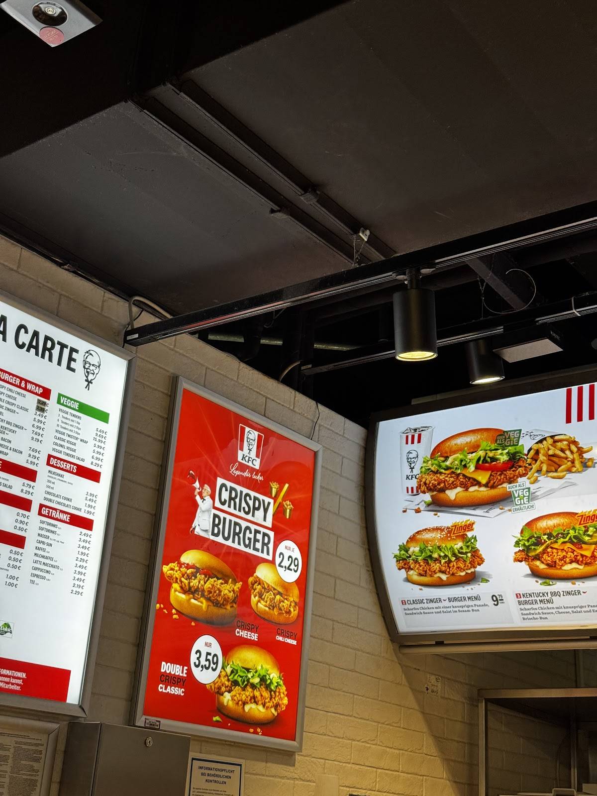 Menu at Kentucky Fried Chicken fast food, Düsseldorf, Düsseldorf Arpt