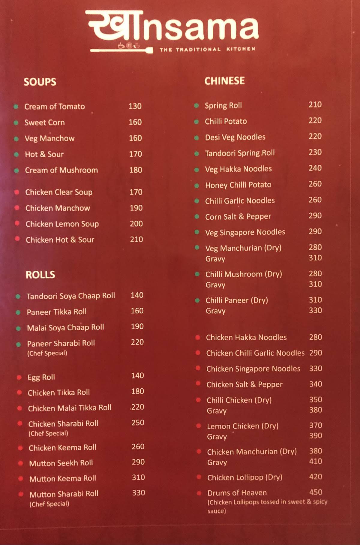 Menu at Khansama - The Traditional Kitchen, Jaipur