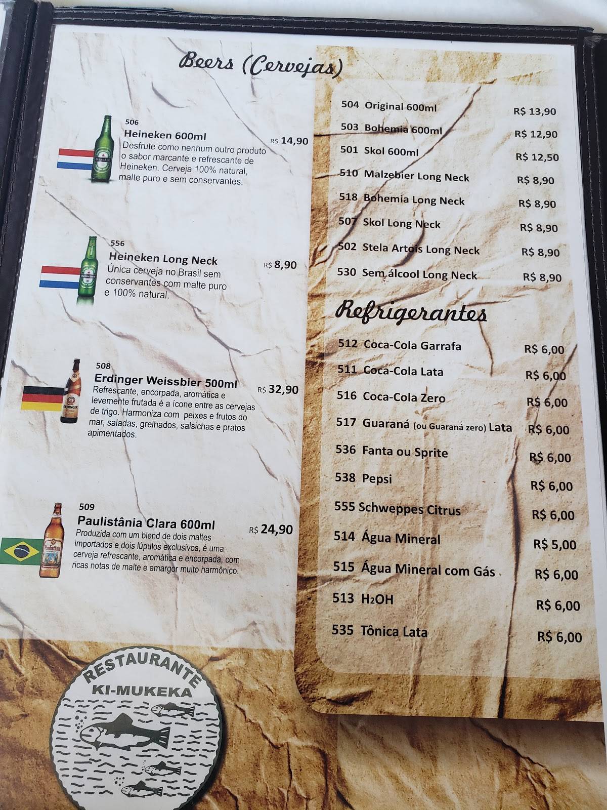 Carta del restaurante Ki-Mukeka Armação, Salvador del Bahia, Av ...