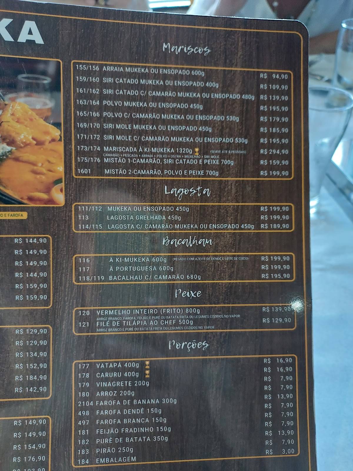 Carta del restaurante Ki-Mukeka Armação, Salvador del Bahia, Av ...