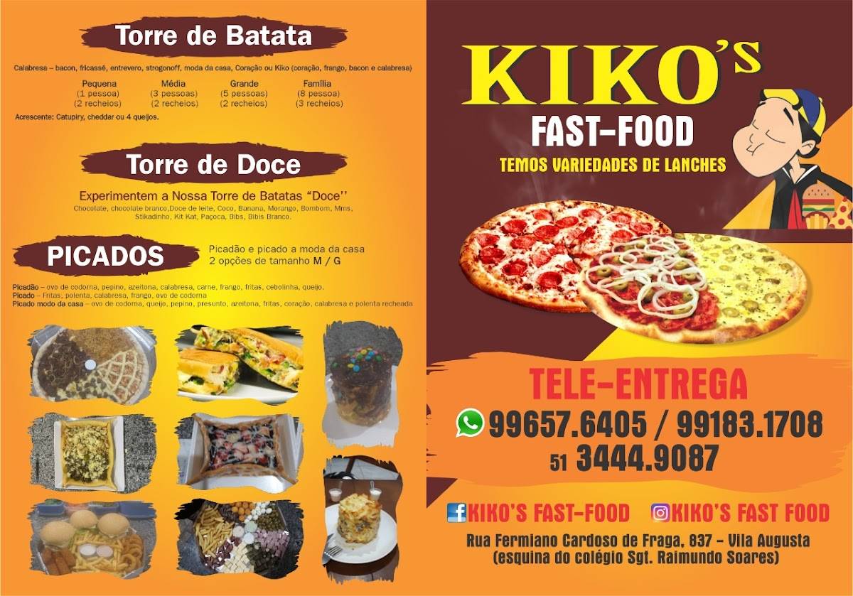 Menu em Kiko's fast food, Viamão