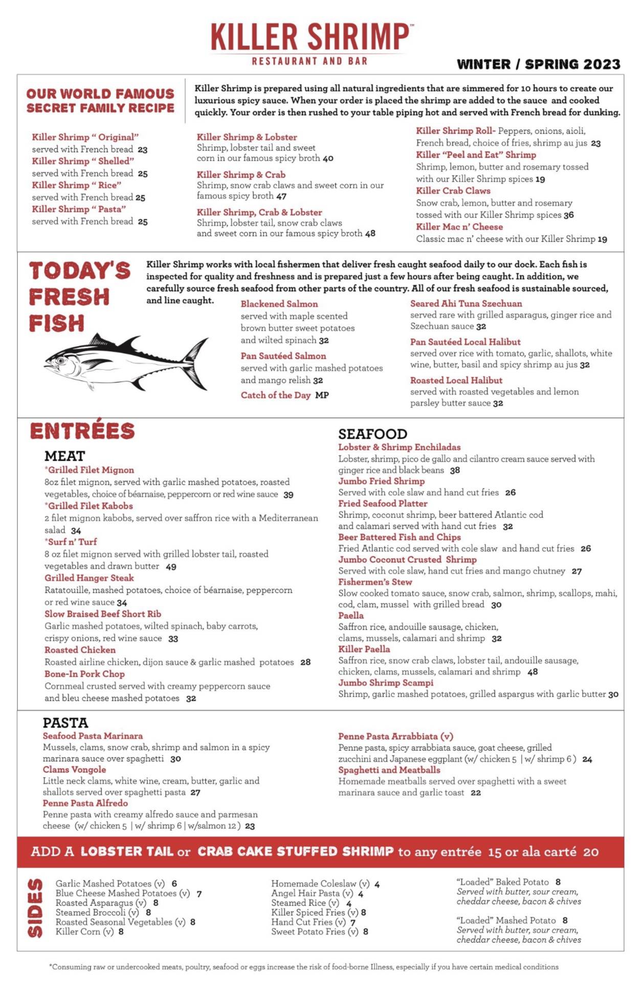 Menu at Killer Shrimp pub & bar, Marina del Rey, Admiralty Way