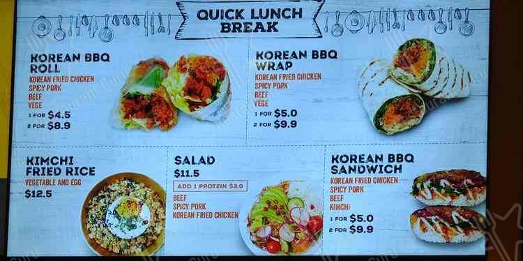 Menu at Kimchi & Co restaurant, North Sydney