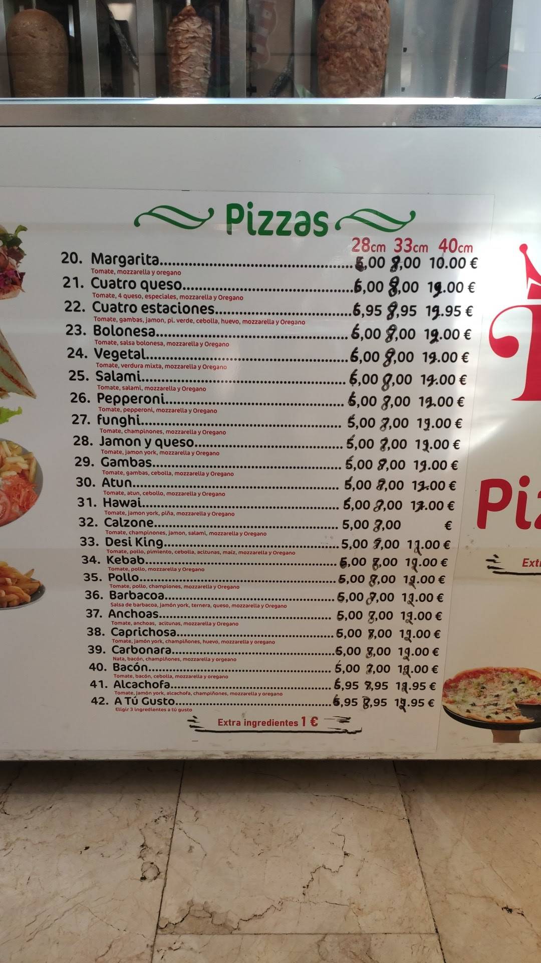 Menu at King Kebab Pizzeria, Palma, Carrer de Joan Alcover