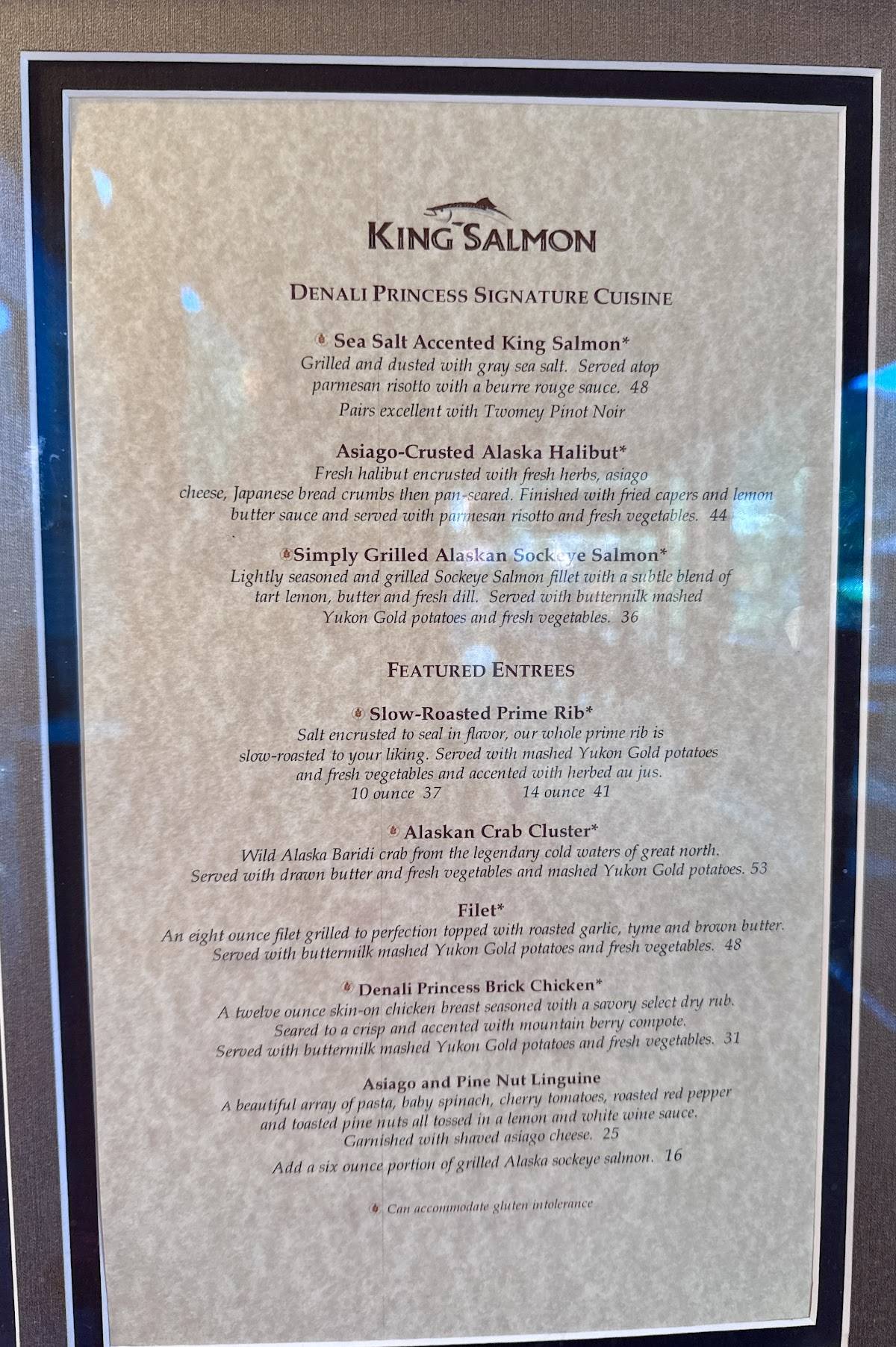 Carta del restaurante King Salmon - Denali Princess Lodge, McKinley Park