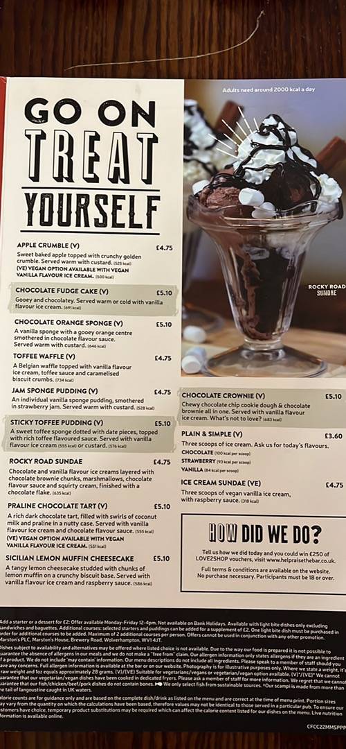 Menu at Kings Arms pub & bar, Loughborough, Hathern